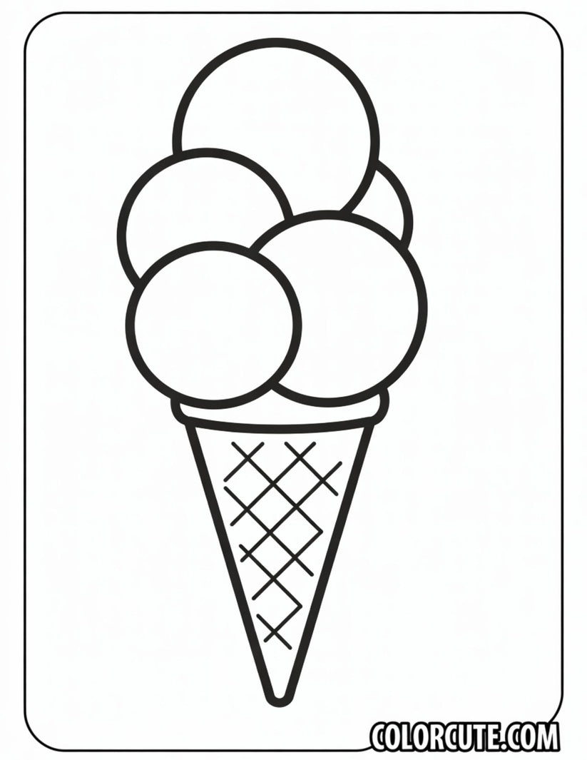Ice Cream Cone Coloring Page | Free PDF Printables – Color Cute - Free ...