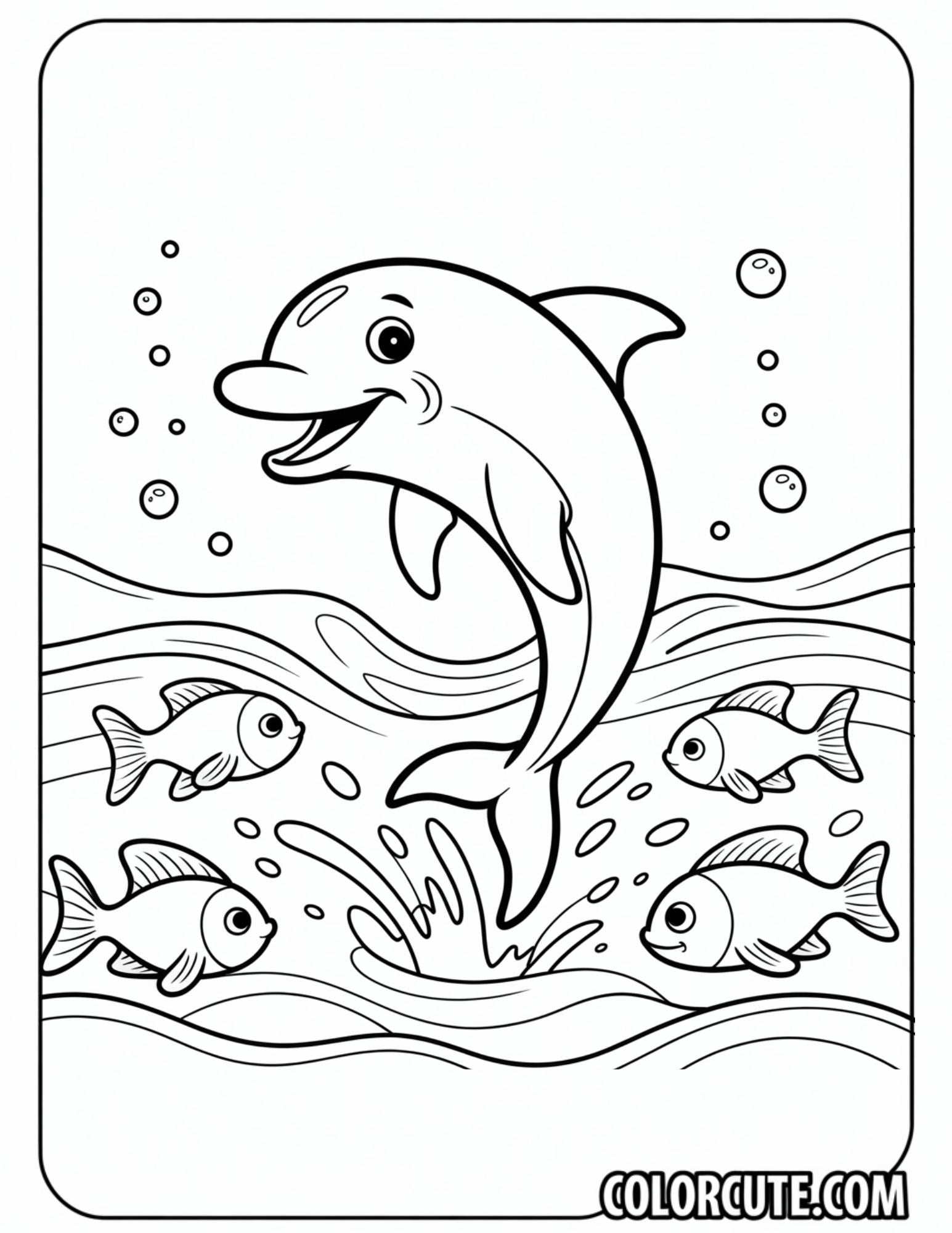 Jumping Dolphin Coloring Page | Free PDF Printables – Color Cute - Free ...