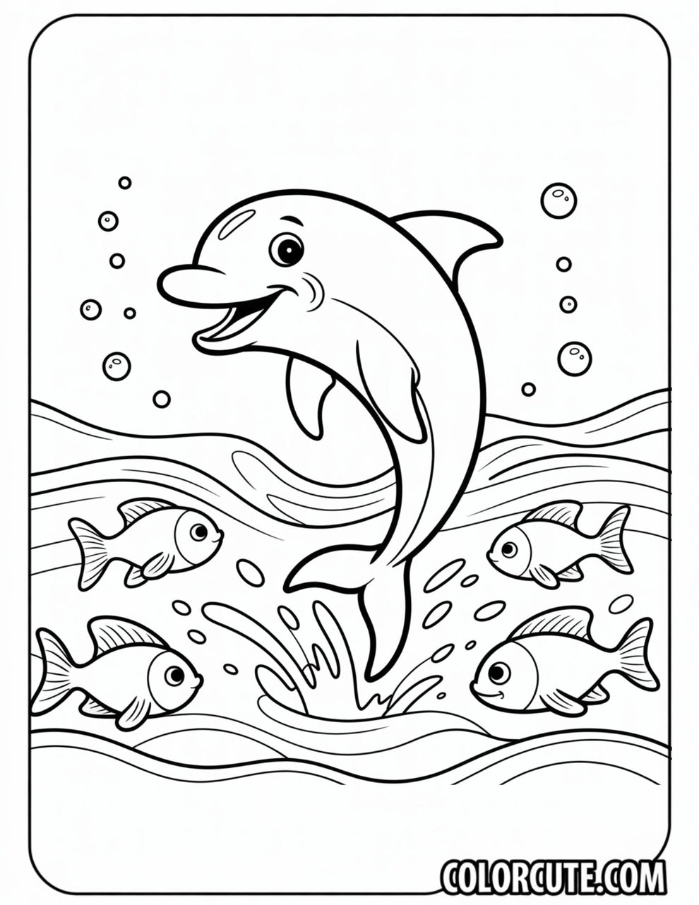 Jumping Dolphin Coloring Page | Free PDF Printables – Color Cute - Free ...