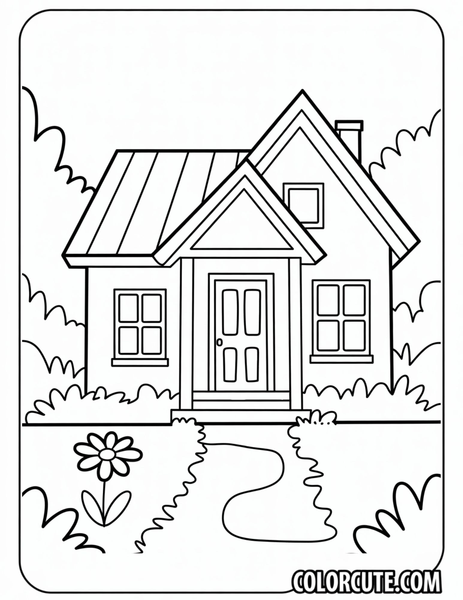 Simple House Coloring Pages | Free PDF Printables – Color Cute - Free ...