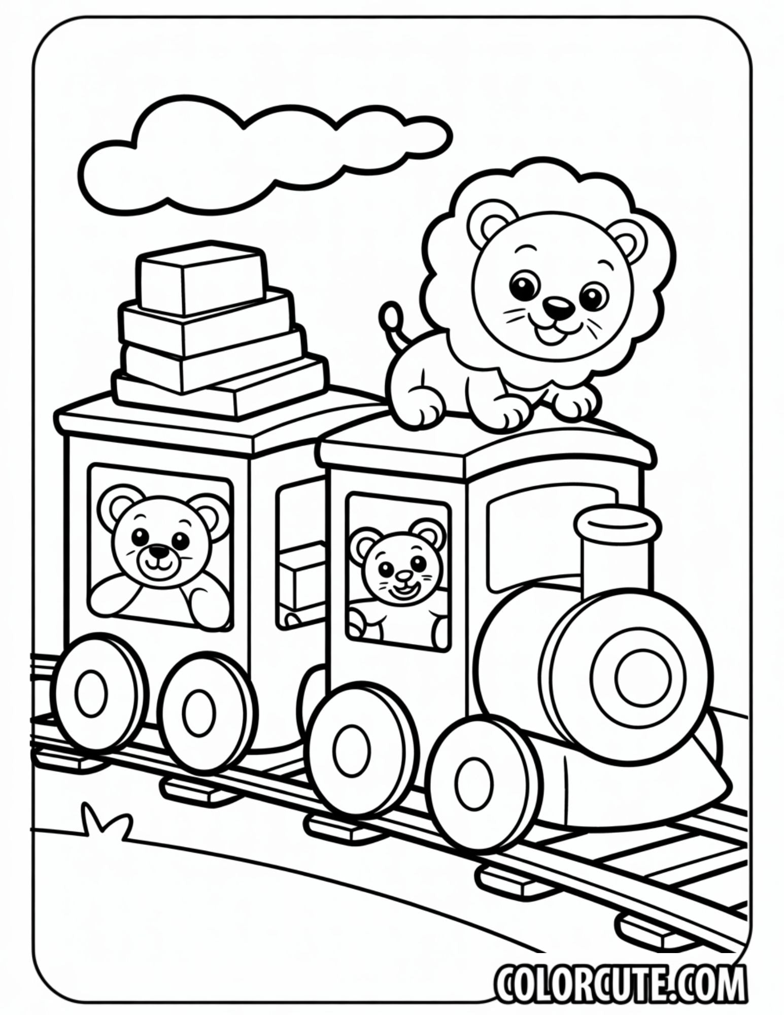 Toy Train Coloring Page - Free PDF Printables – Color Cute - Free ...