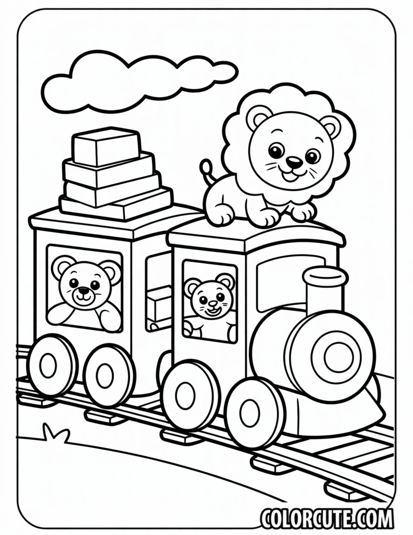 Toy Train Coloring Page - Free PDF Printables – Color Cute - Free ...