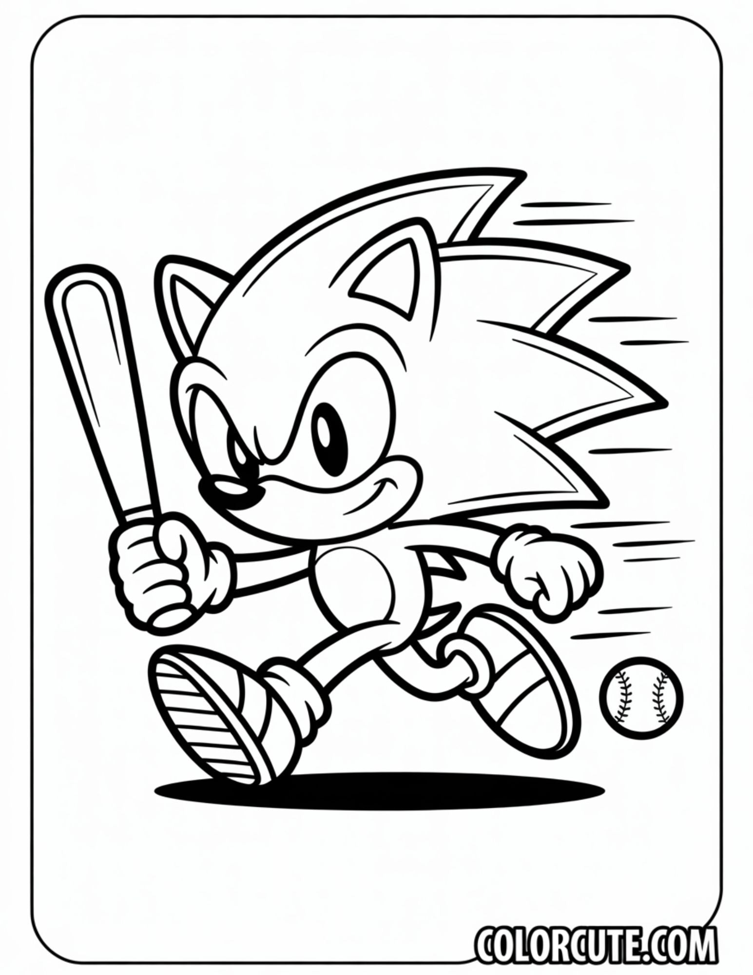 Baseball Sonic Coloring Pages | Free PDF Printables – Color Cute - Free ...