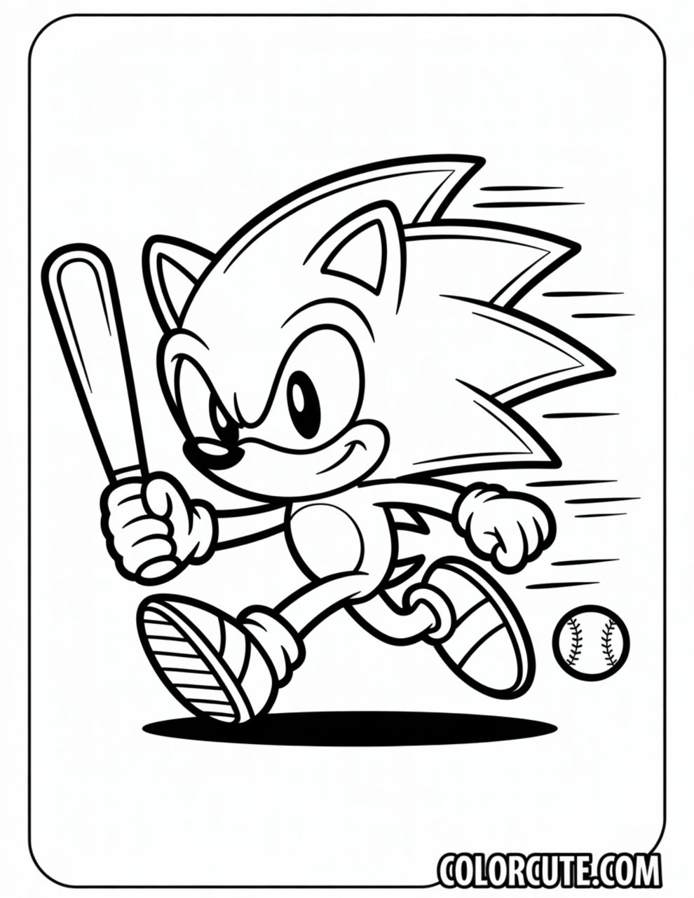 Baseball Sonic Coloring Pages | Free PDF Printables – Color Cute - Free ...