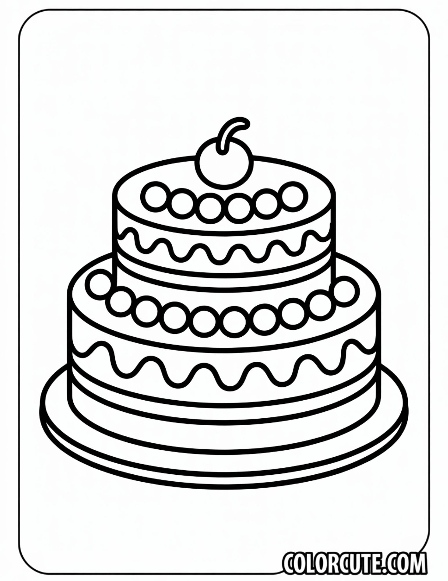 Cake Easy Coloring Pages | Free PDF Printables – Color Cute - Free ...