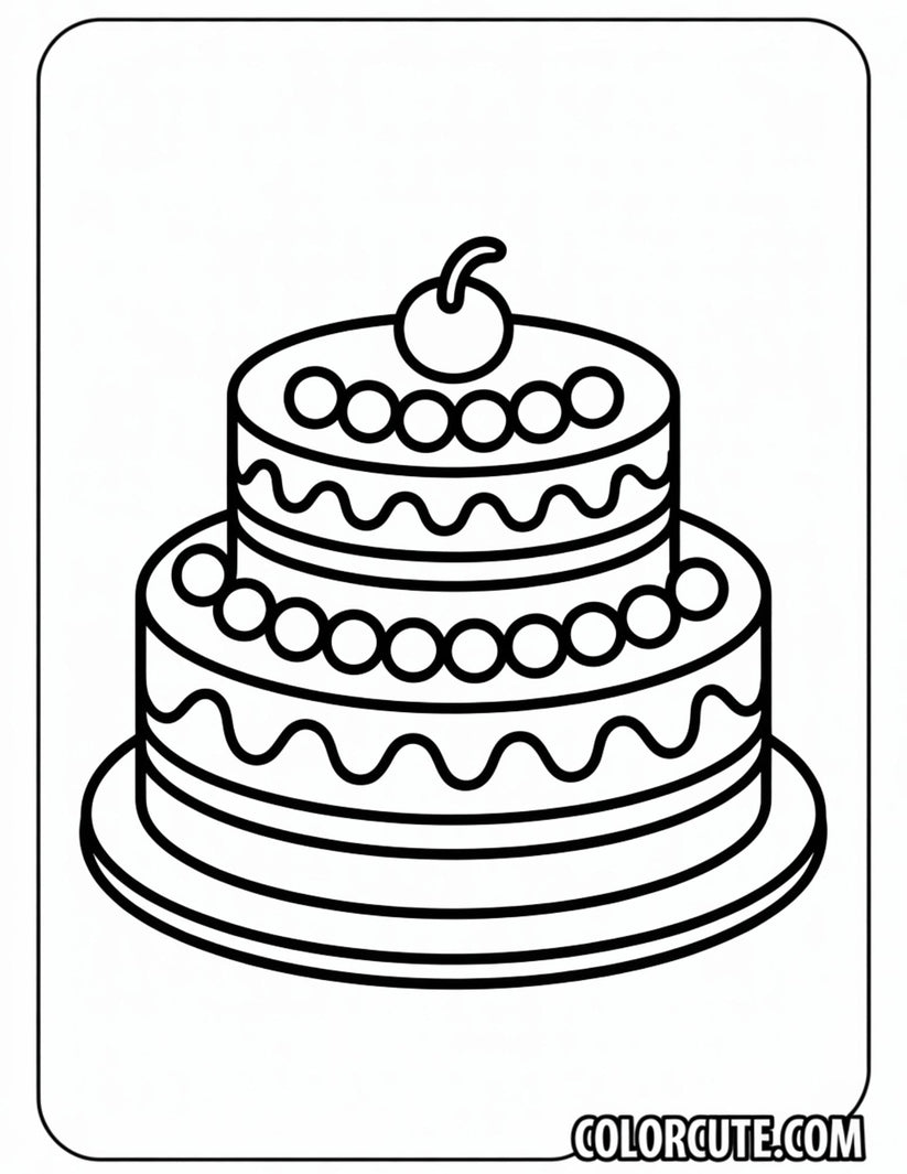 Cake Easy Coloring Pages | Free PDF Printables – Color Cute - Free ...