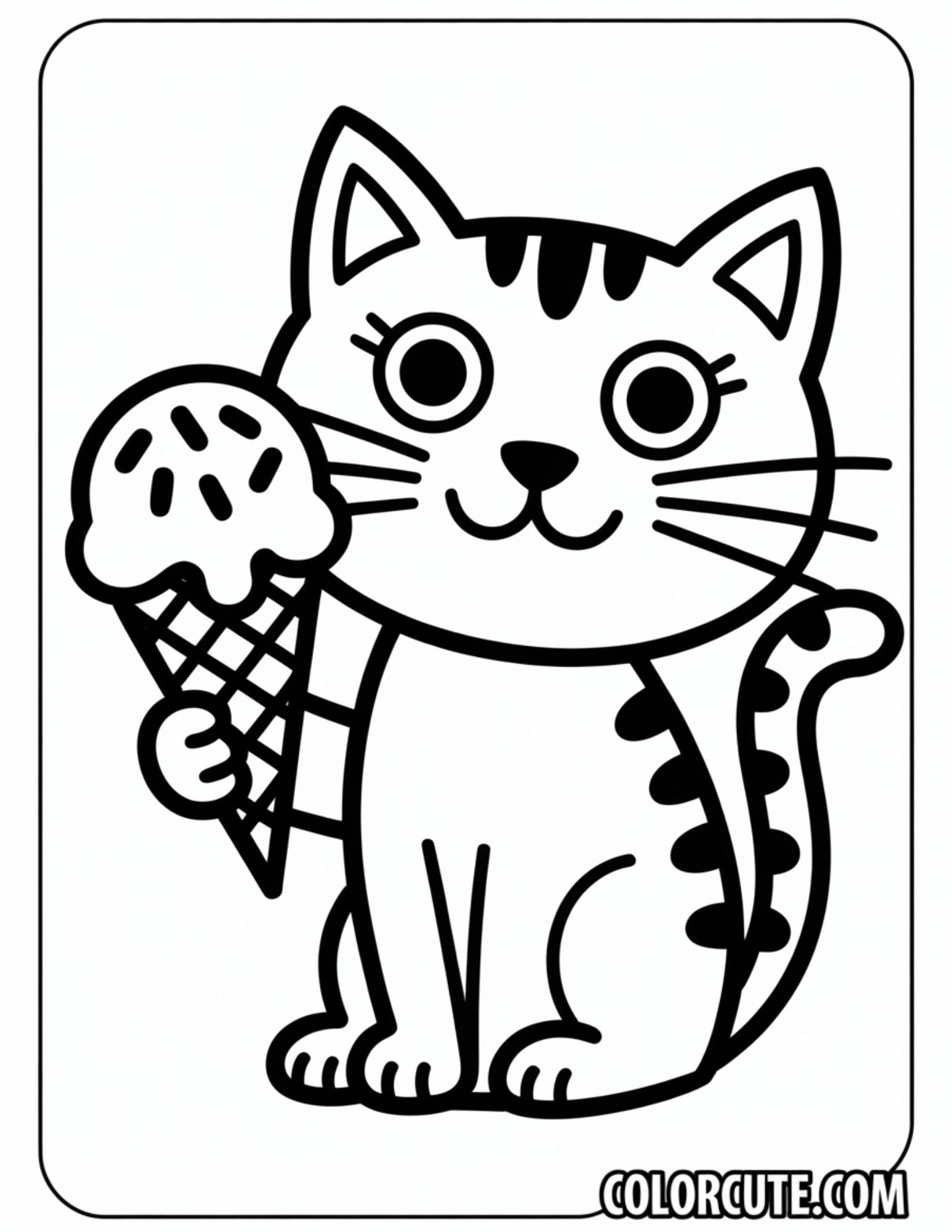 Cat Ice Cream Coloring Pages | Free PDF Printables – Color Cute - Free ...