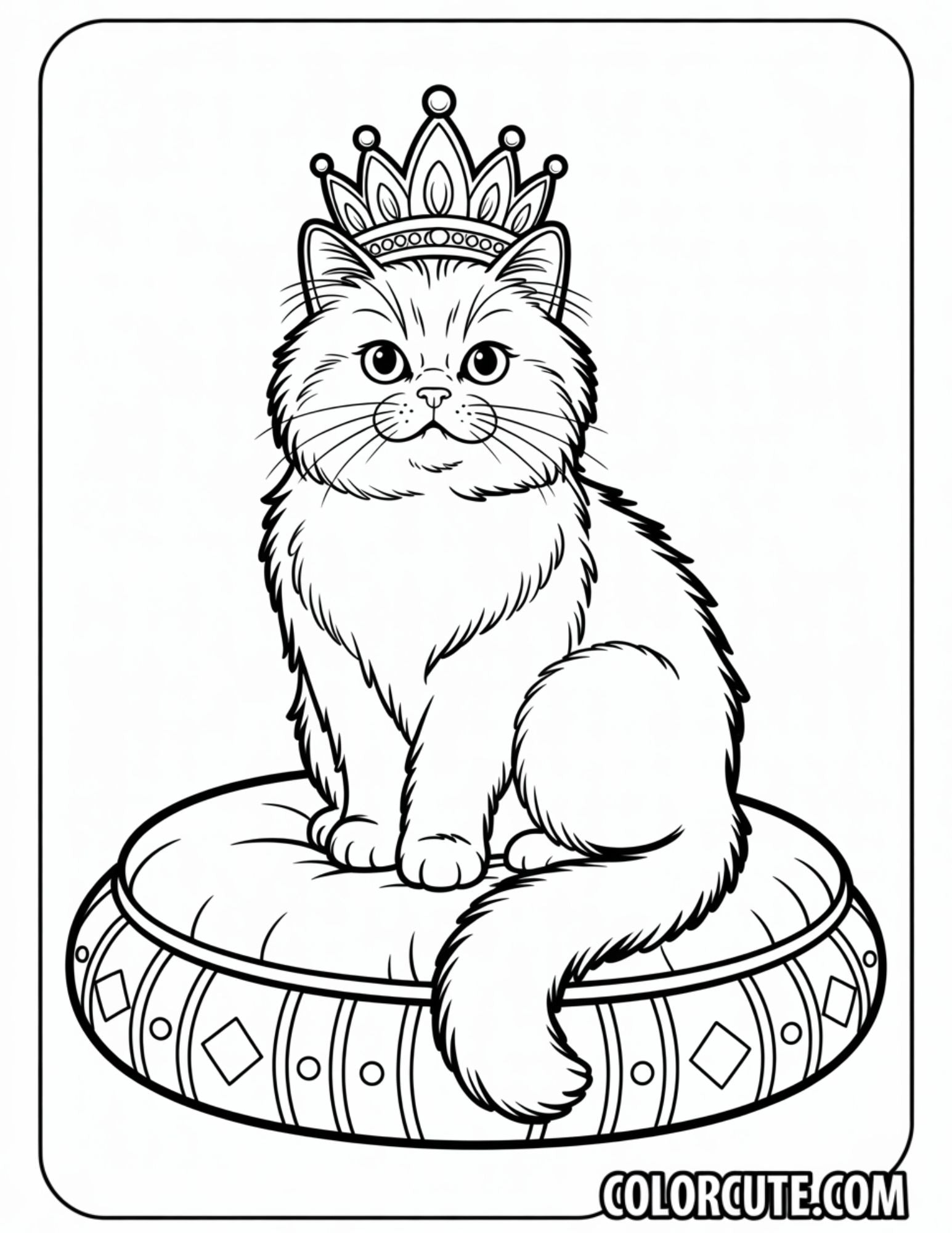 Cat Princess Coloring Pages | Free PDF Printables – Color Cute - Free ...