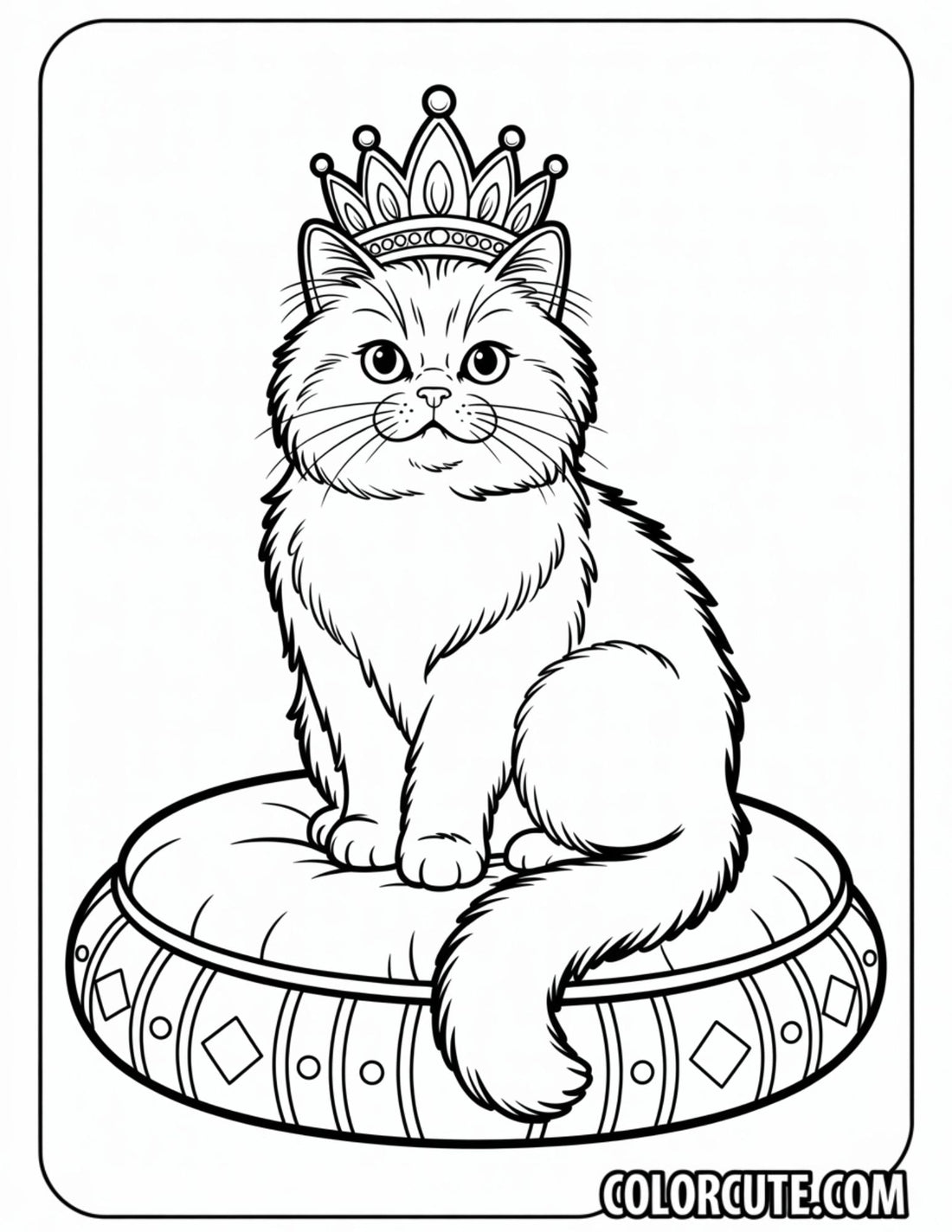 Cat Princess Coloring Pages | Free PDF Printables – Color Cute - Free ...