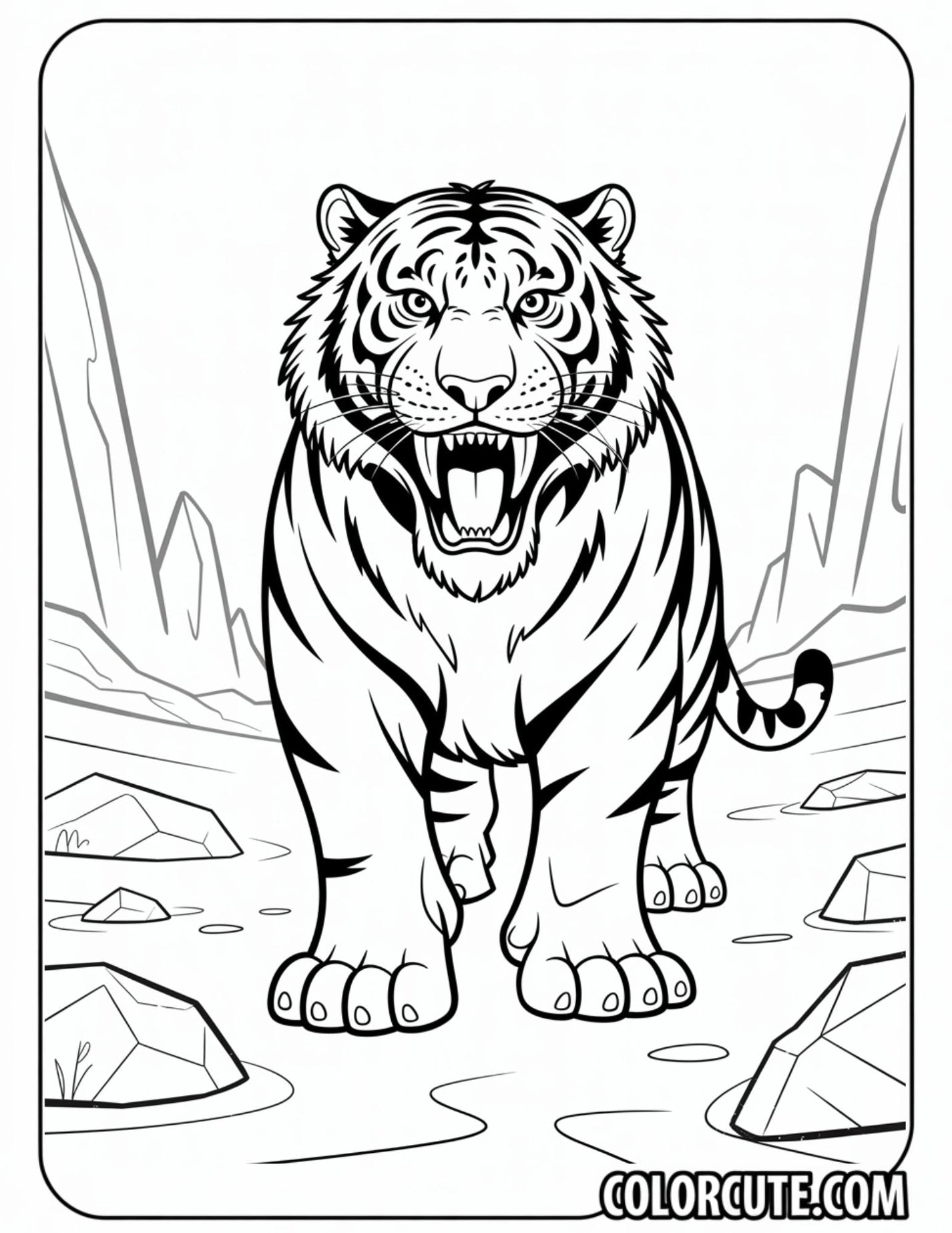 Hard Tiger Coloring Pages | Free PDF Printables – Color Cute - Free ...