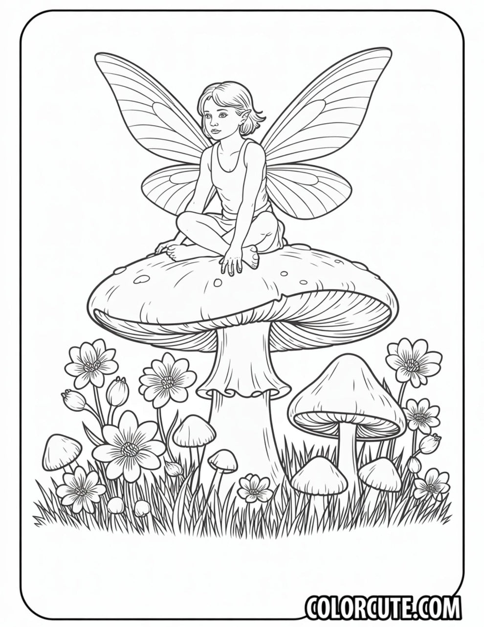 Mushroom and Fairy Coloring Pages | Free PDF Printables – Color Cute ...