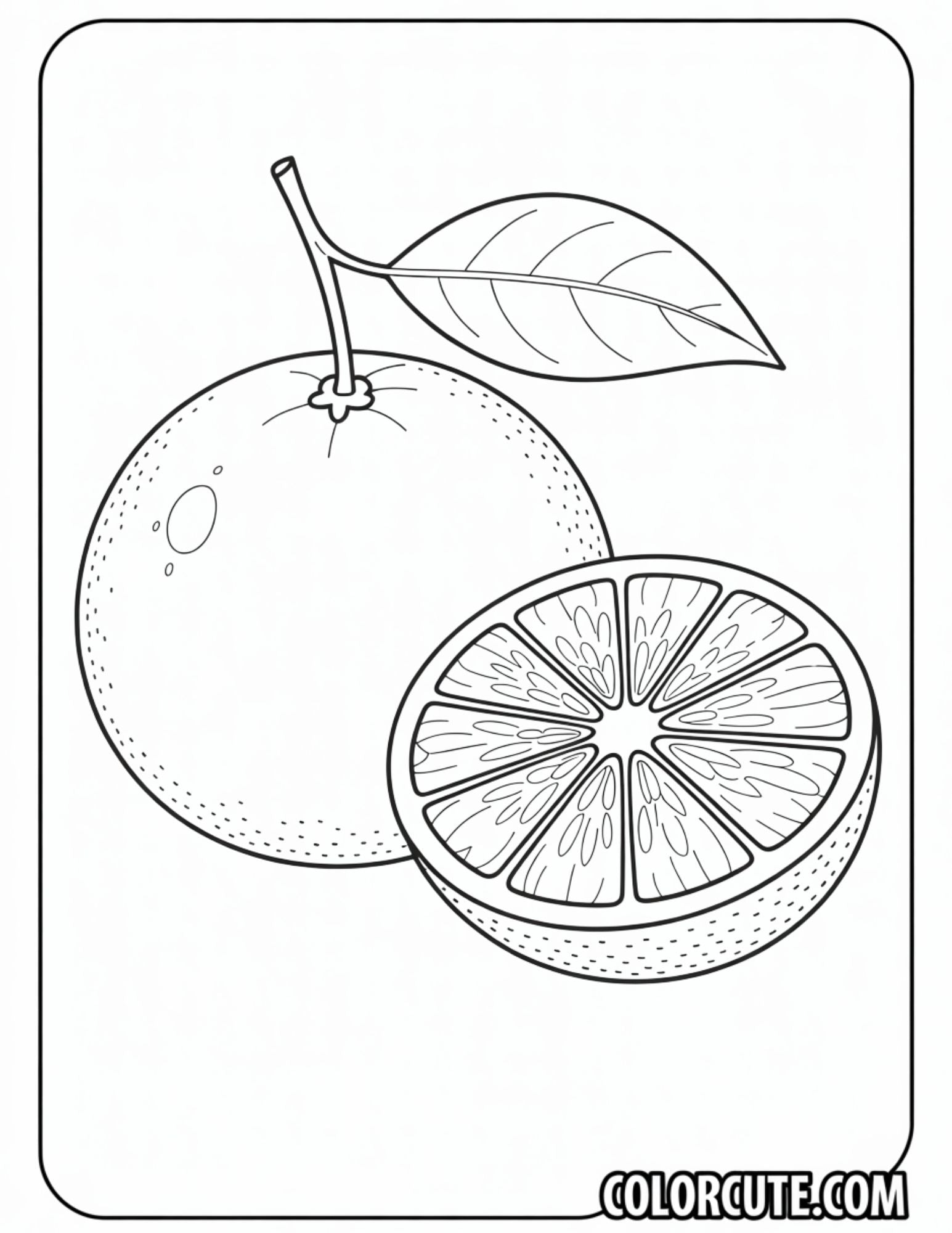 Orange Coloring Page | Free PDF Printables – Color Cute - Free Coloring ...