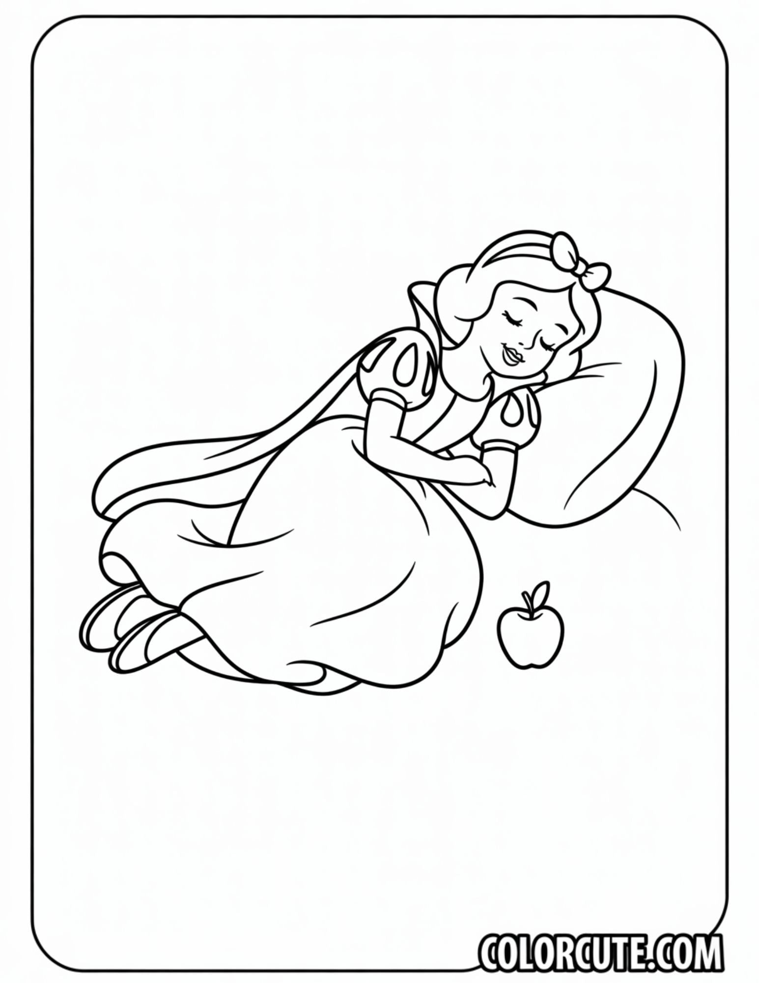Sleeping Snow White Coloring Page | Free PDF Printables – Color Cute ...