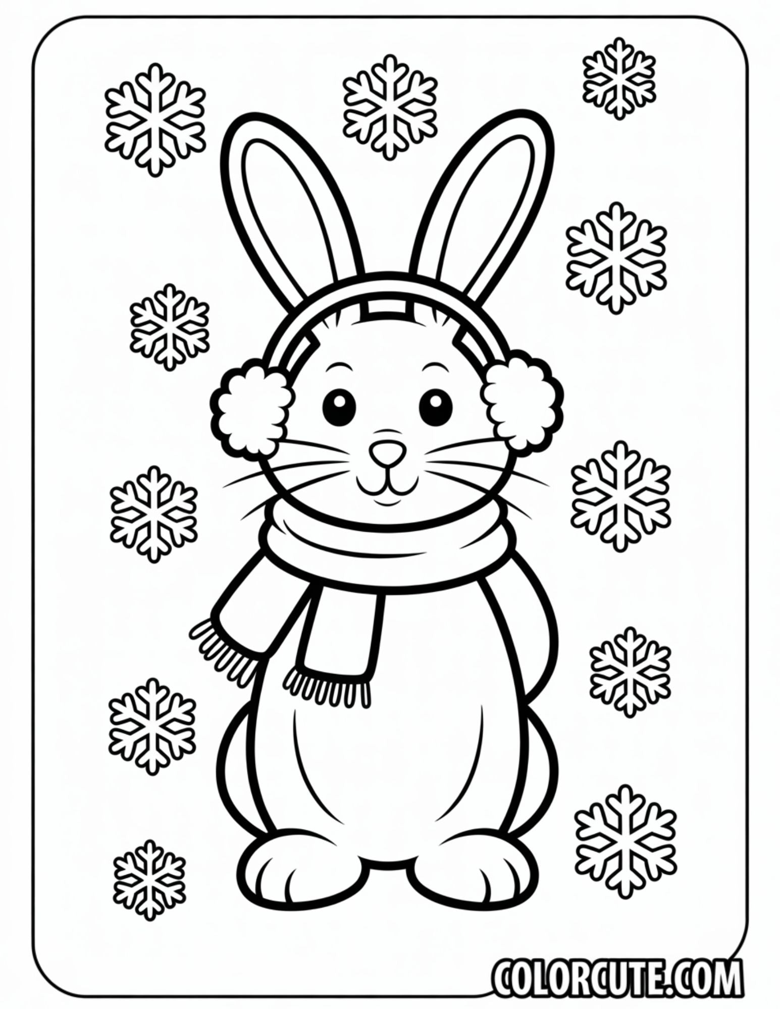 Snow Bunny Coloring Pages | Free PDF Printables – Color Cute - Free ...