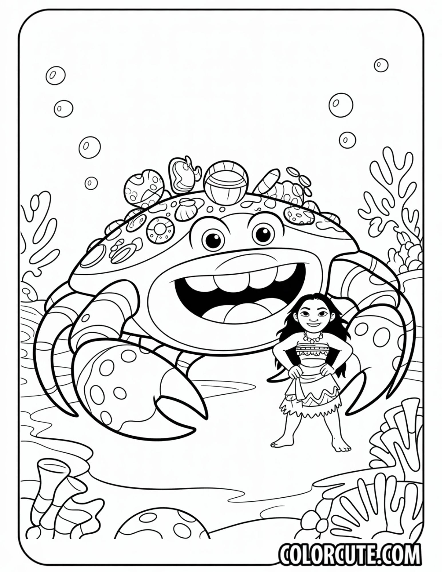 Tamatoa Moana Coloring Page | Free PDF Printables – Color Cute - Free ...