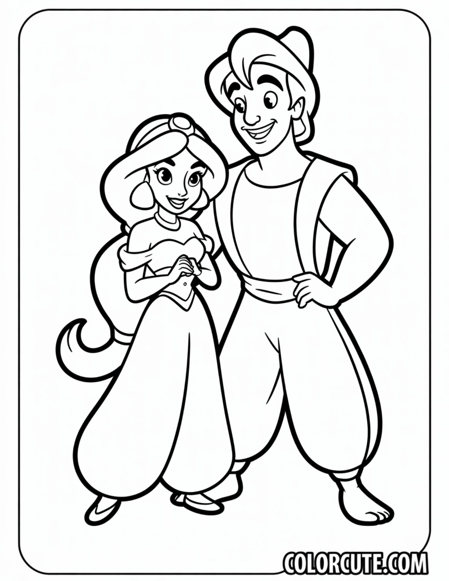 Aladdin Jasmine Coloring Page | Free PDF Printables – Color Cute - Free ...