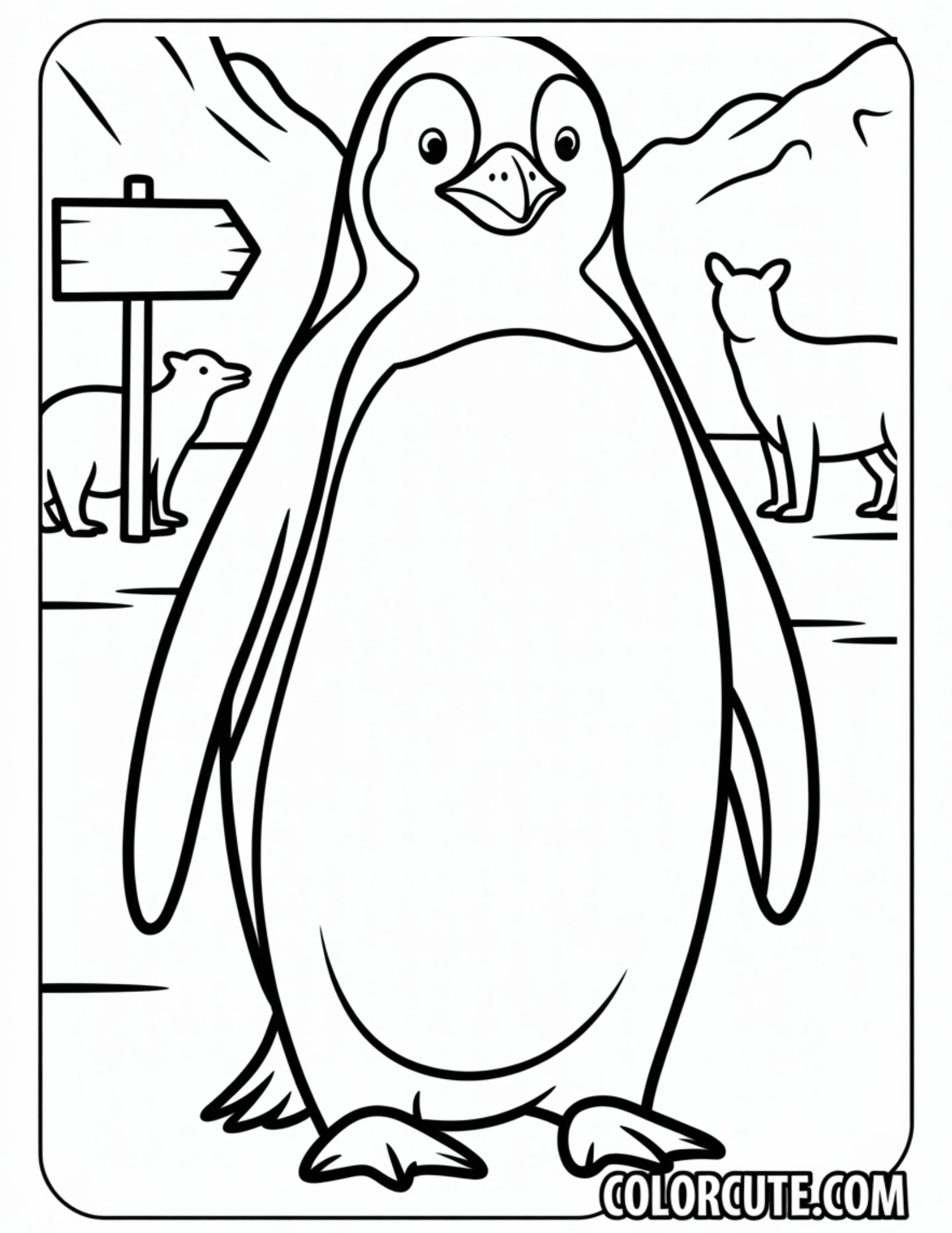 Cartoon Penguin Coloring Page | Free PDF Printables – Color Cute - Free ...