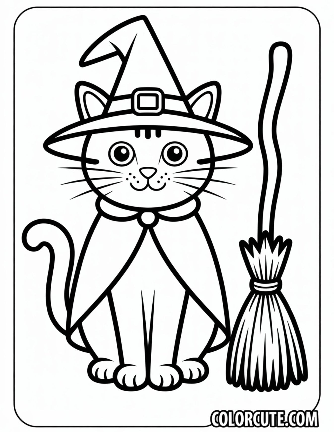 Cat Witch Coloring Pages | Free PDF Printables – Color Cute - Free ...