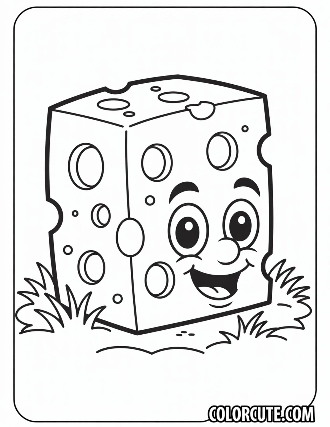 Cheese Coloring Page | Free PDF Printables – Color Cute - Free Coloring ...