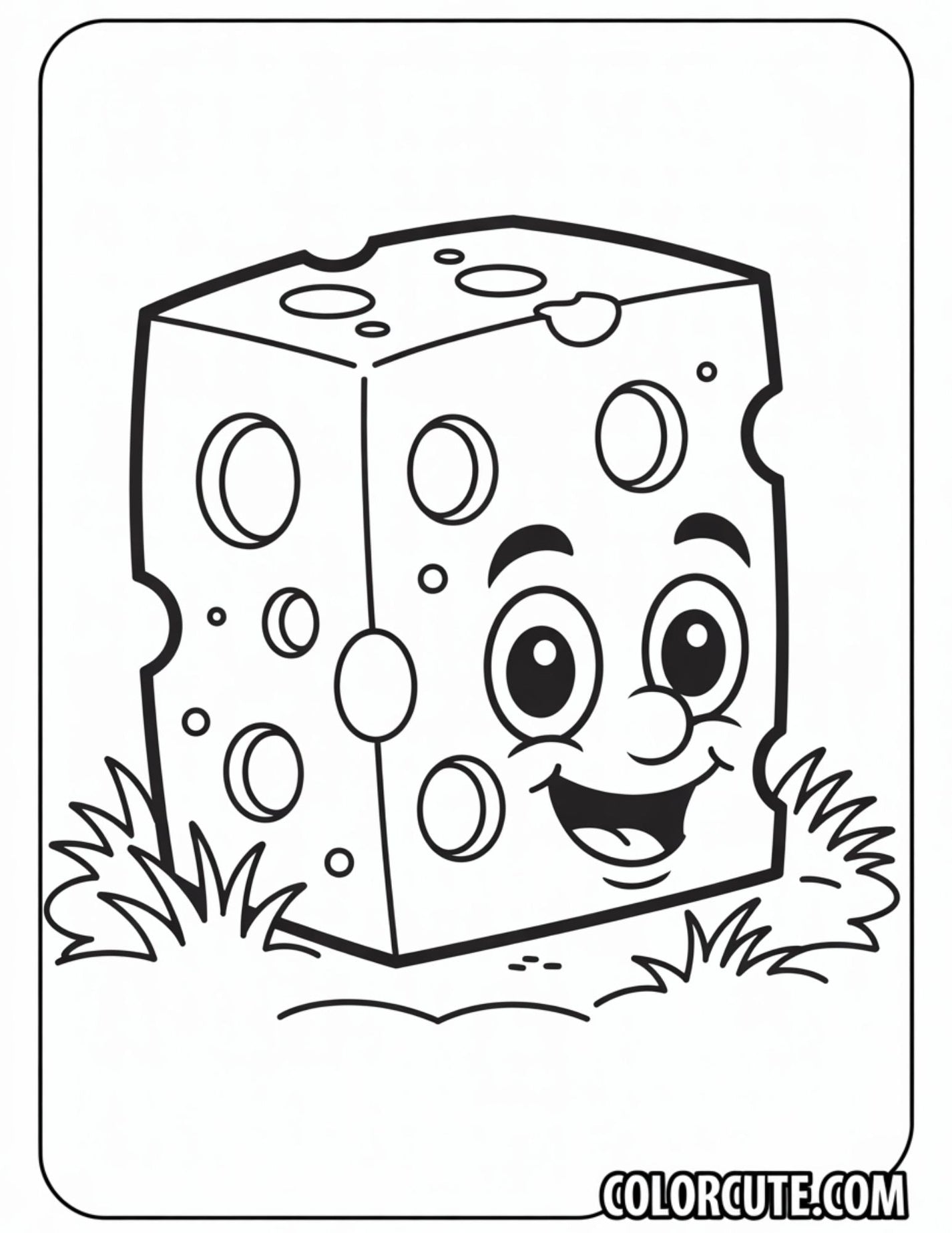 Cheese Coloring Page | Free PDF Printables – Color Cute - Free Coloring ...