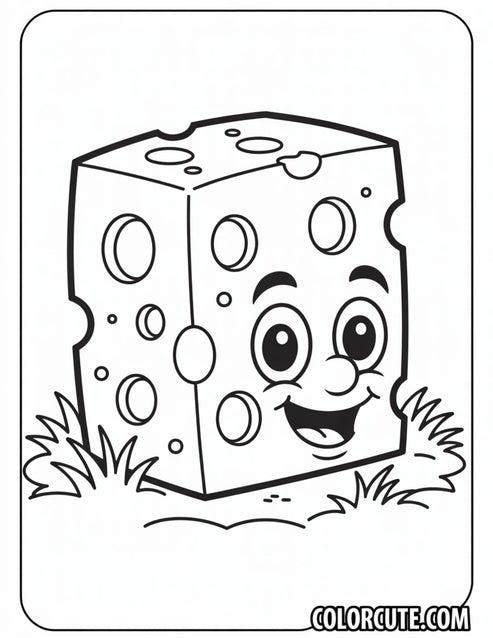 Cheese Coloring Page | Free PDF Printables – Color Cute - Free Coloring ...