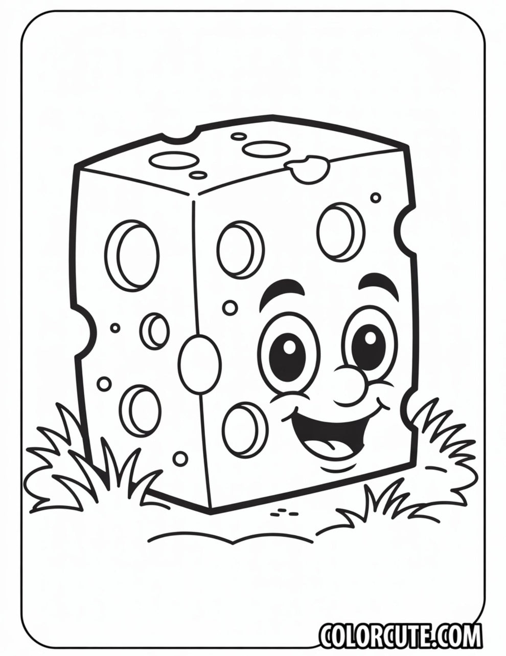Cheese Coloring Page | Free PDF Printables – Color Cute - Free Coloring ...