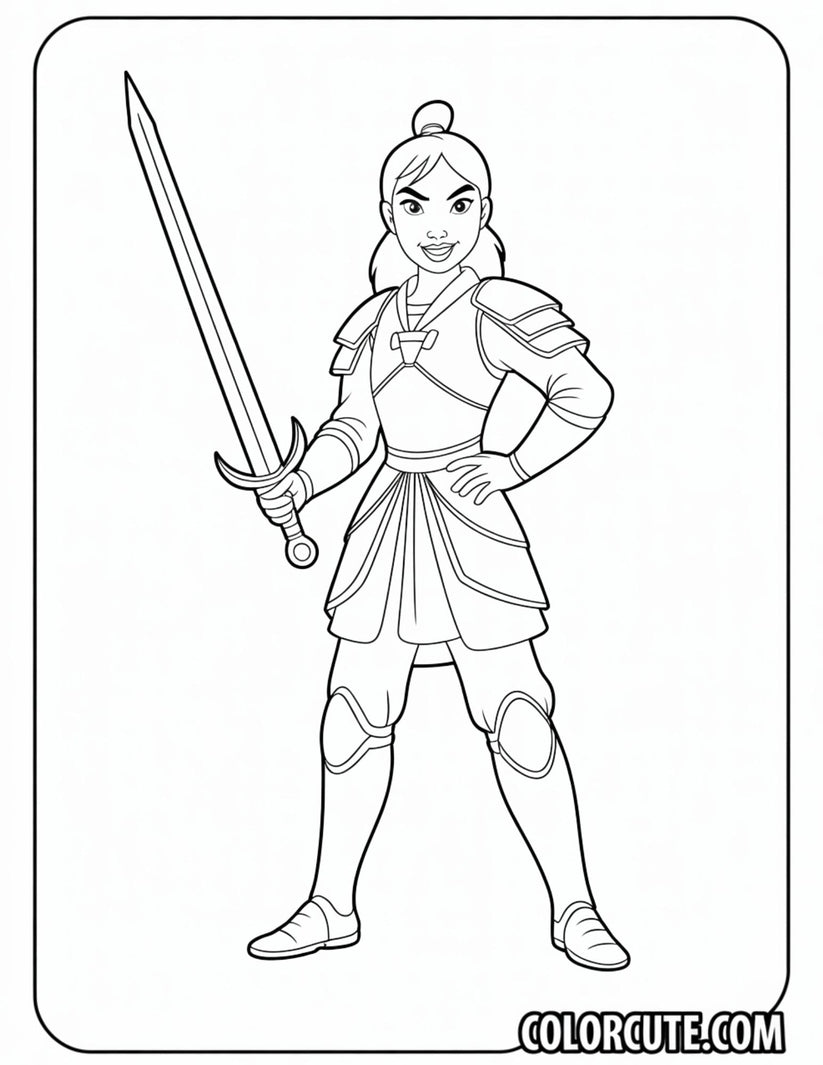 Easy Mulan Coloring Pages | Free PDF Printables – Color Cute - Free ...