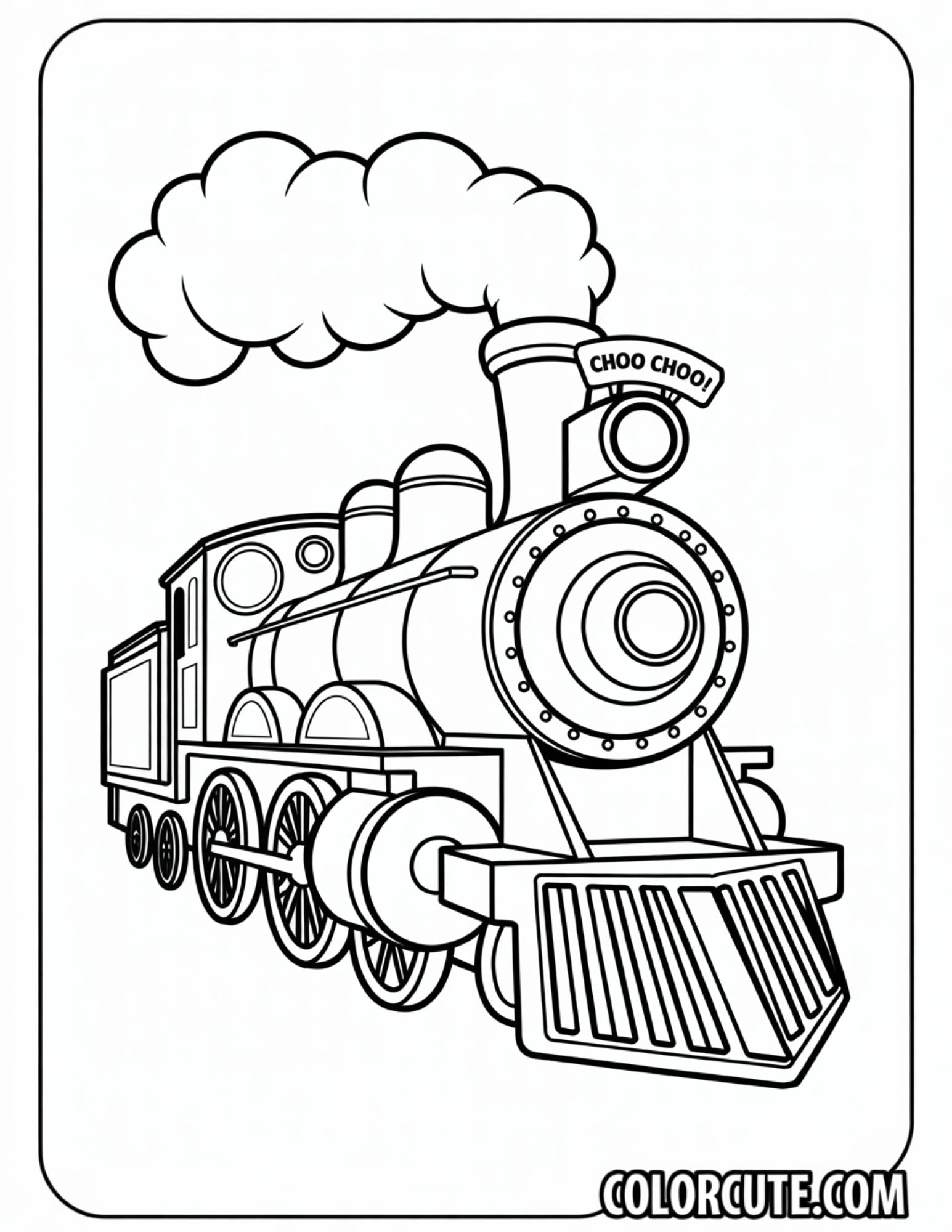 Train Engine Coloring Page - Free PDF Printables – Color Cute - Free ...