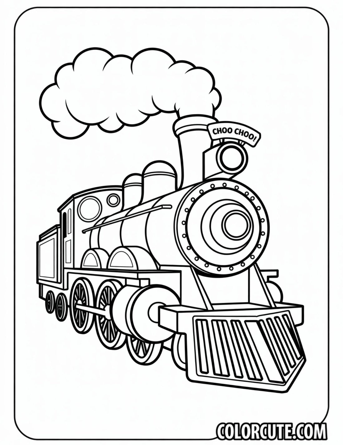Train Engine Coloring Page - Free PDF Printables – Color Cute - Free ...