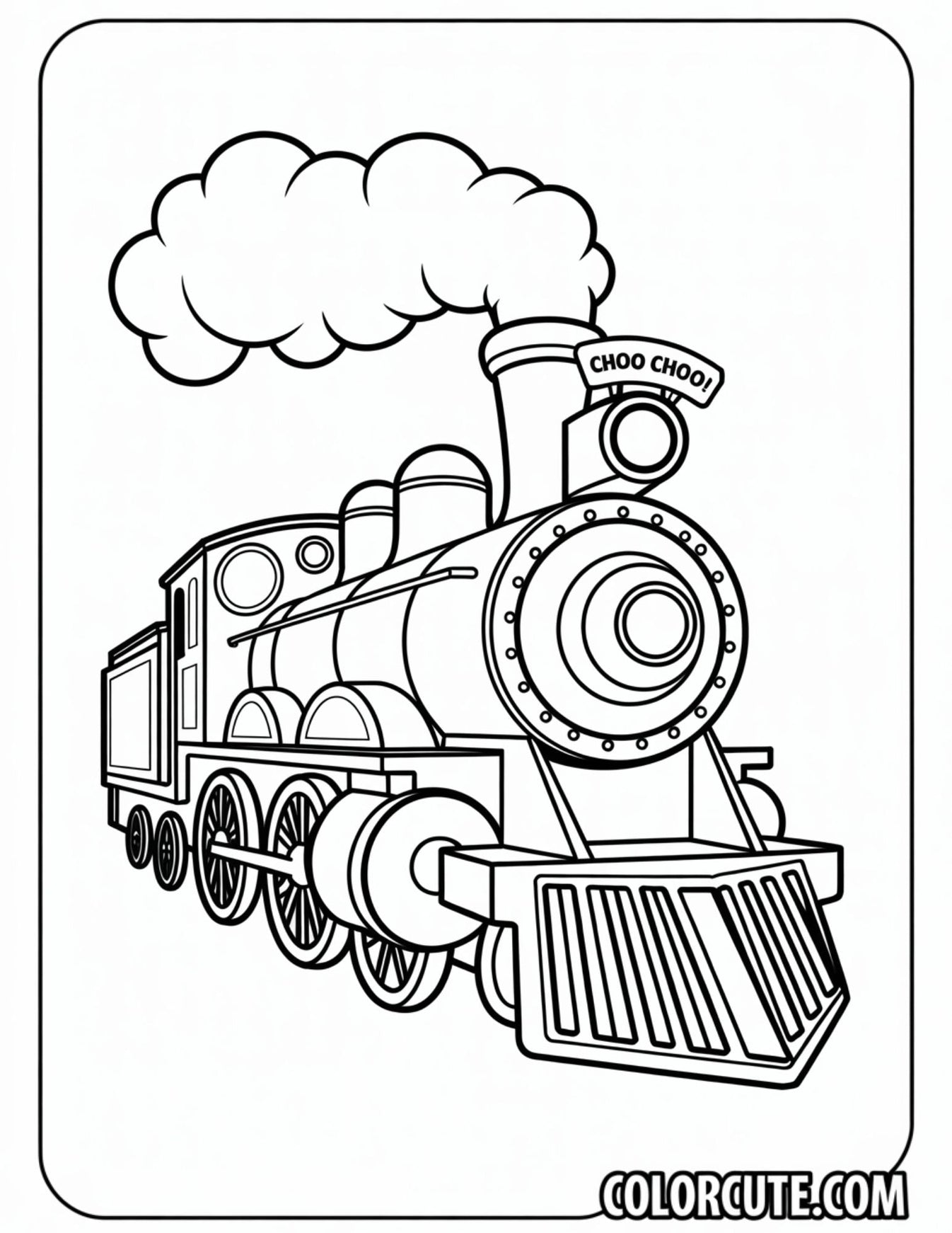 Train Engine Coloring Page - Free PDF Printables – Color Cute - Free ...