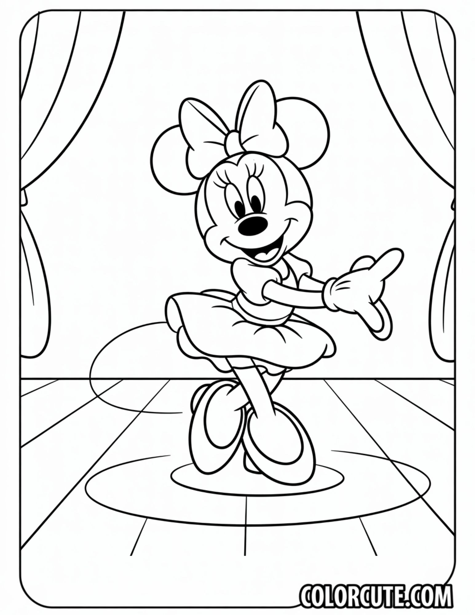 Ballerina Minnie Mouse Coloring Page | Free PDF Printables – Color Cute ...