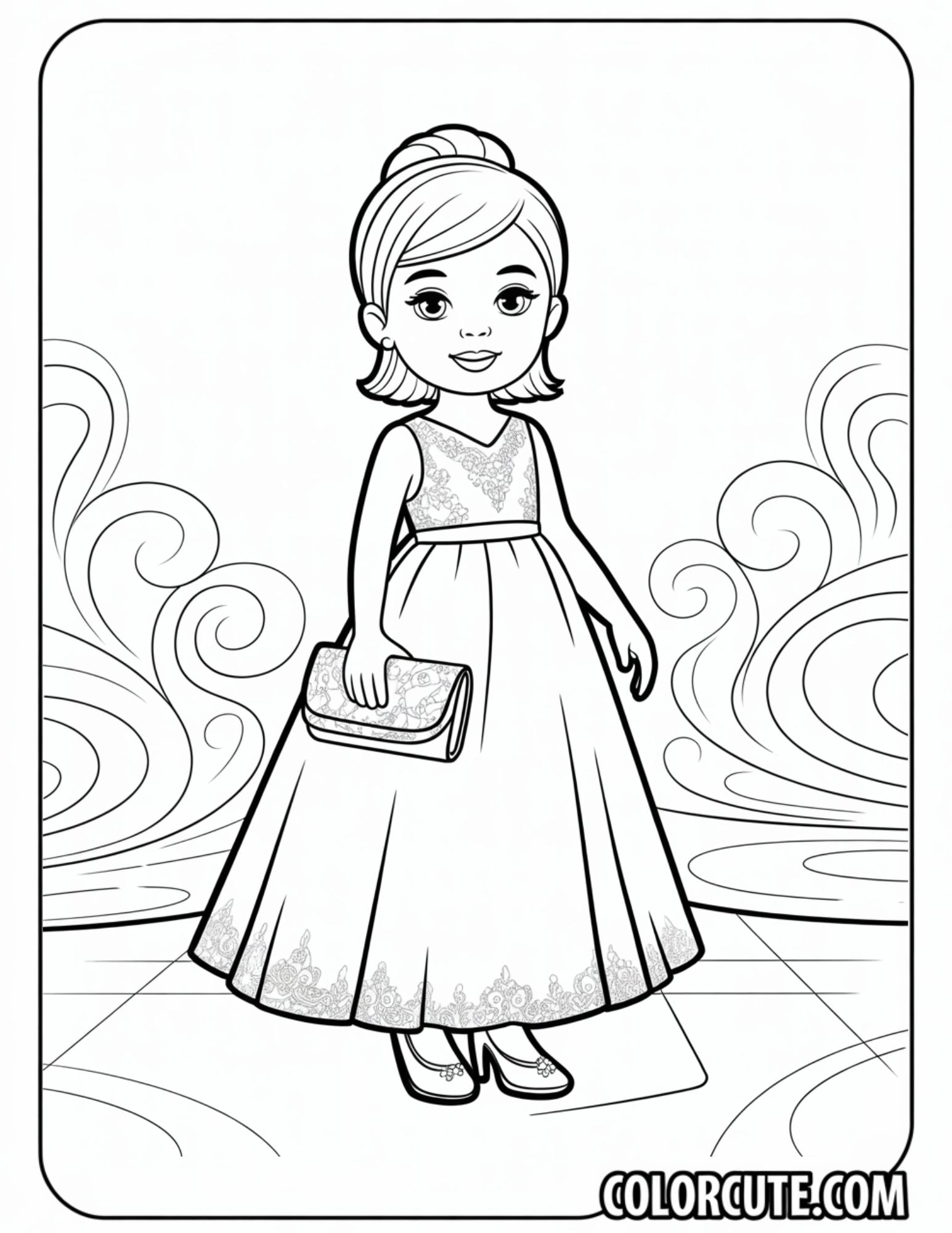 Evening Fashion Girl Coloring Pages | Free PDF Printables – Color Cute ...