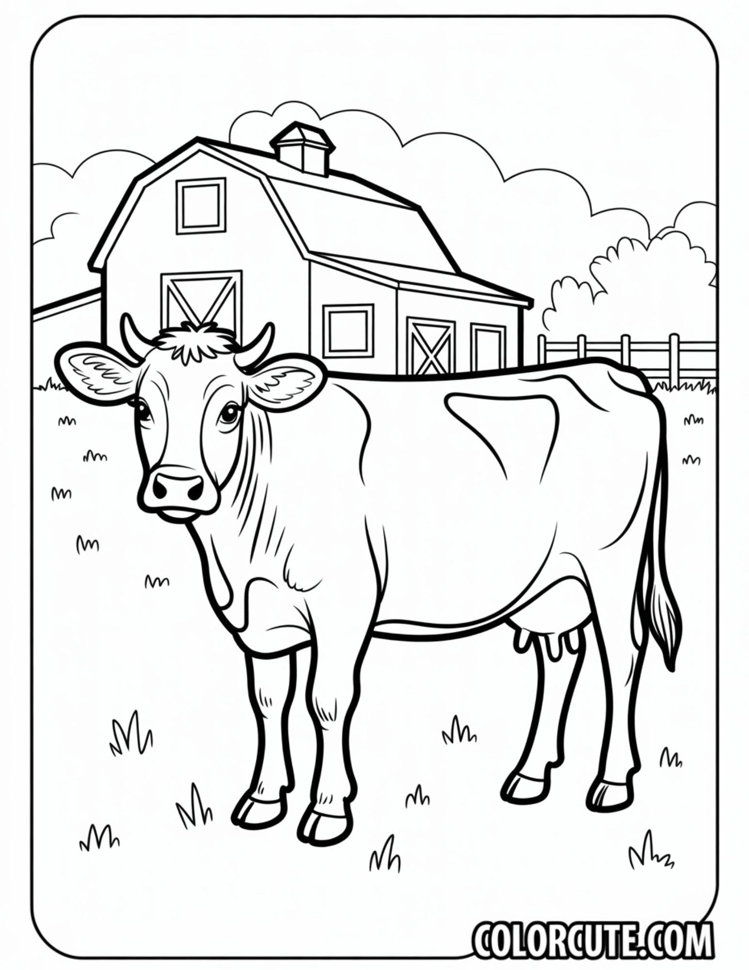 Farm Cow Coloring Pages | Free PDF Printables – Color Cute - Free ...