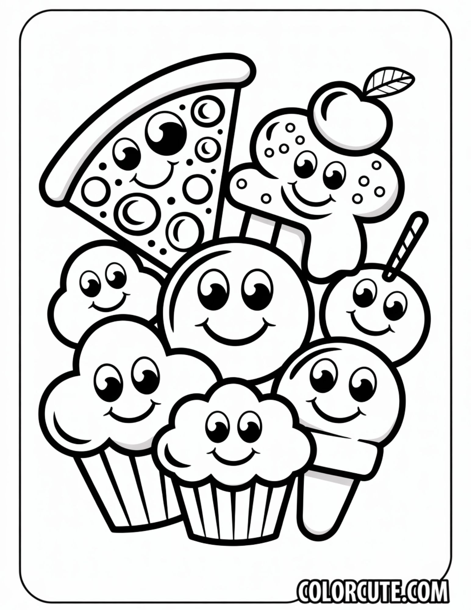Food Bold and Easy Coloring Pages | Free PDF Printables – Color Cute ...