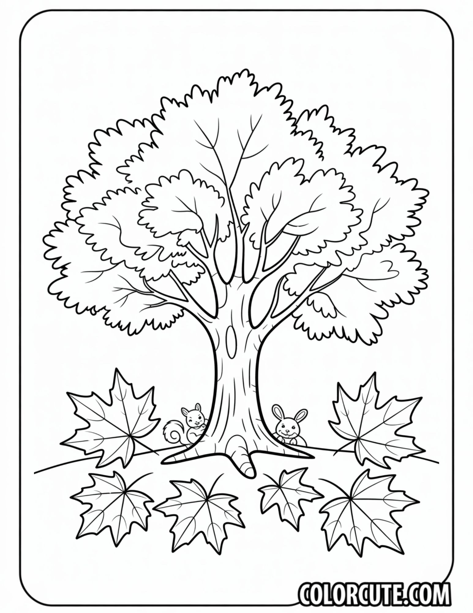 Maple Tree Coloring Pages - Free PDF Printables – Color Cute - Free ...