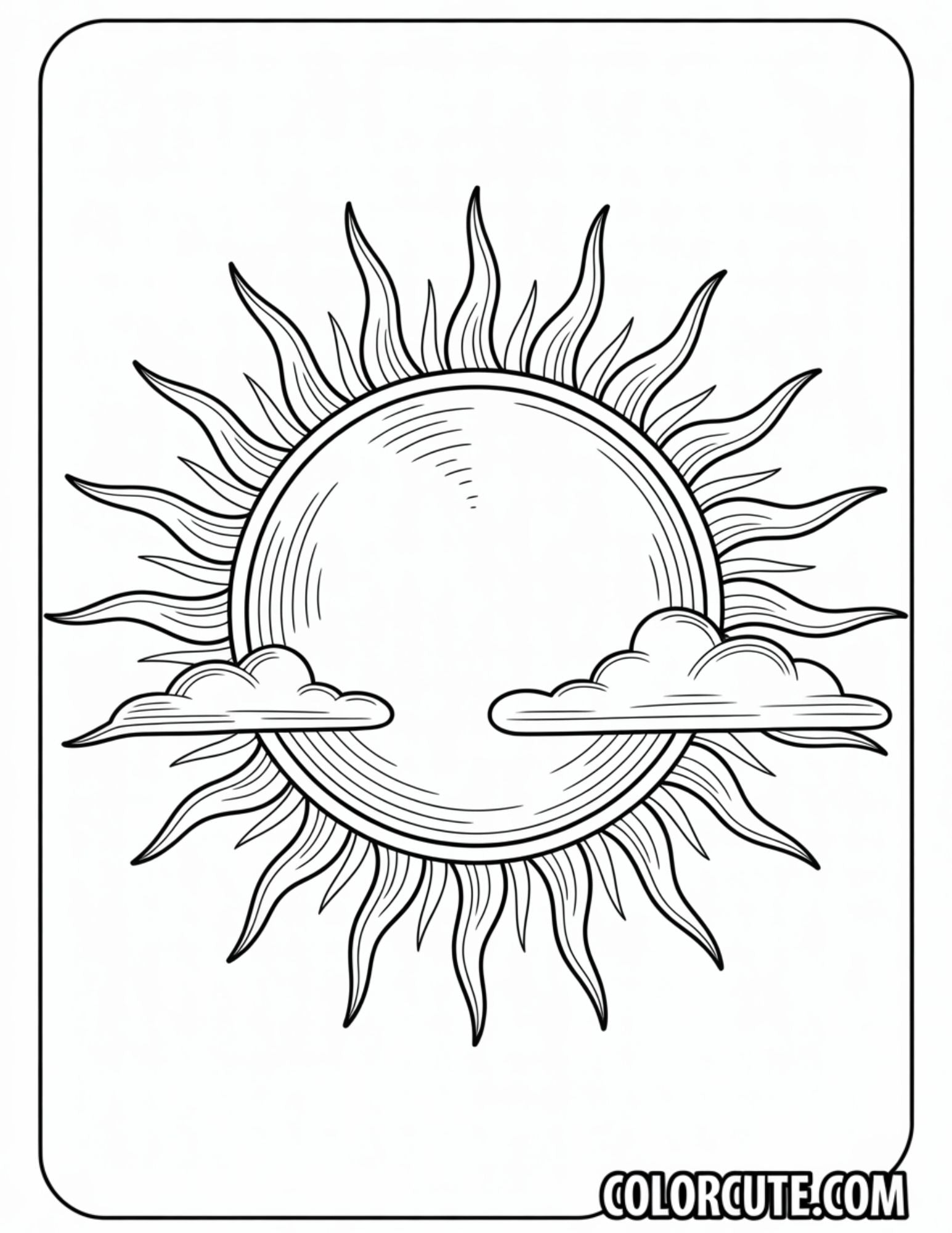 Realistic Sun Coloring Page | Free PDF Printables – Color Cute - Free ...