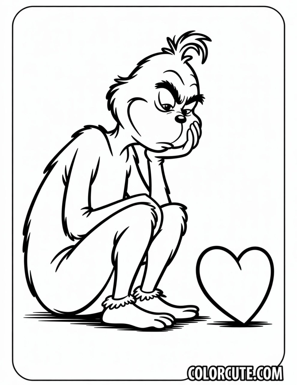 Sad Grinch Coloring Page | Free PDF Printables – Color Cute - Free ...