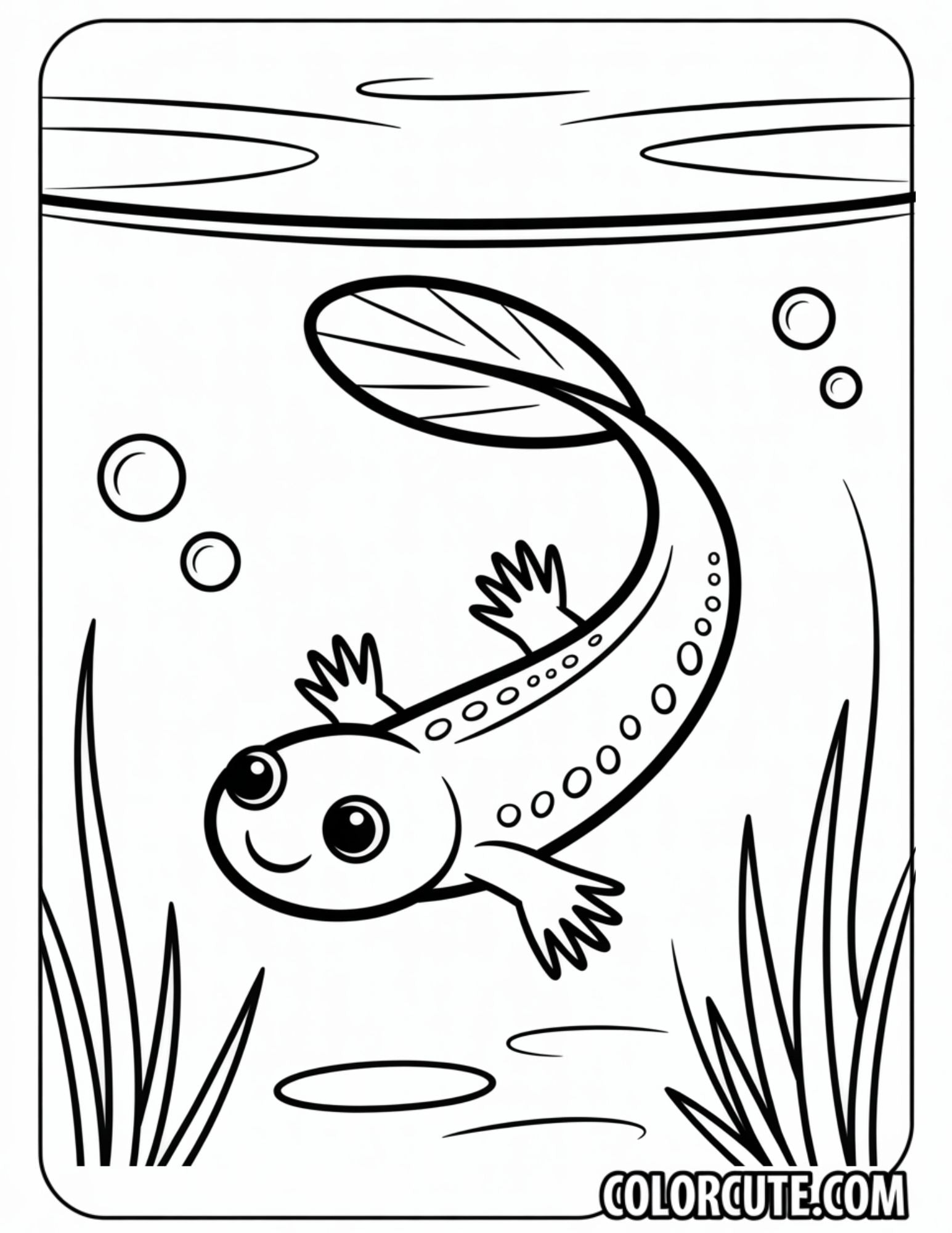 Tadpole Frog Coloring Pages | Free PDF Printables – Color Cute - Free ...