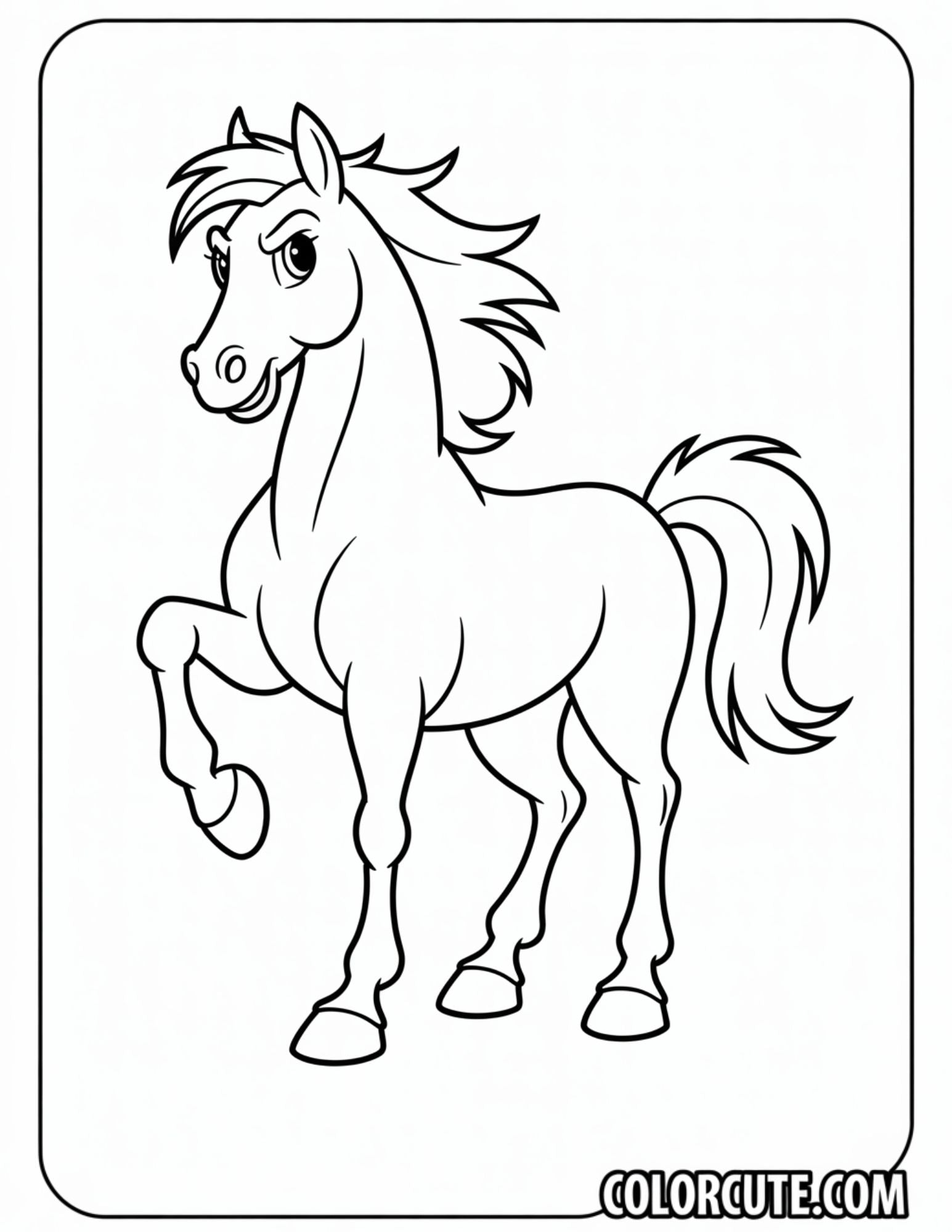 Easy Horse Coloring Pages | Free PDF Printables – Color Cute - Free ...