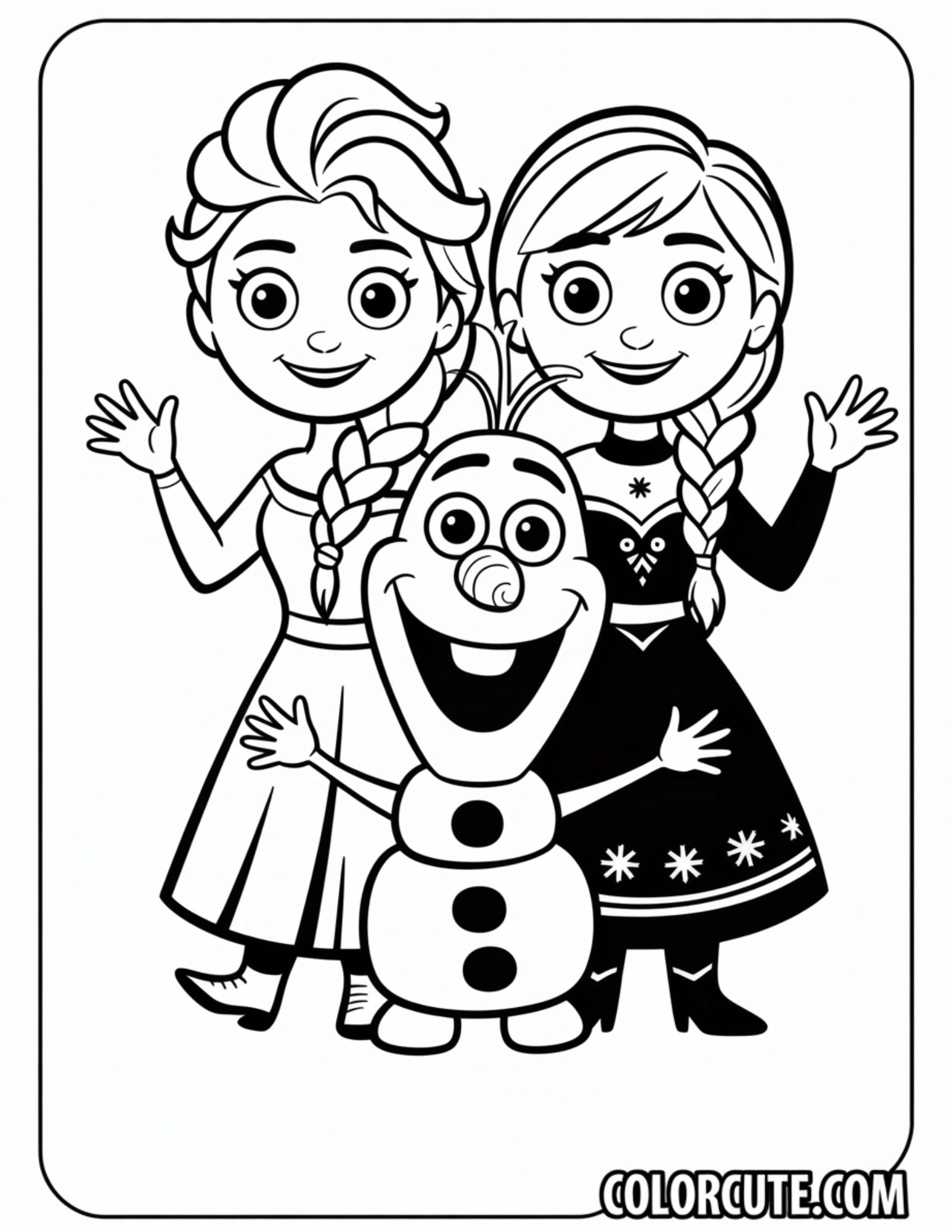 Elsa, Anna, and Olaf Coloring Pages | Free PDF Printables – Color Cute ...