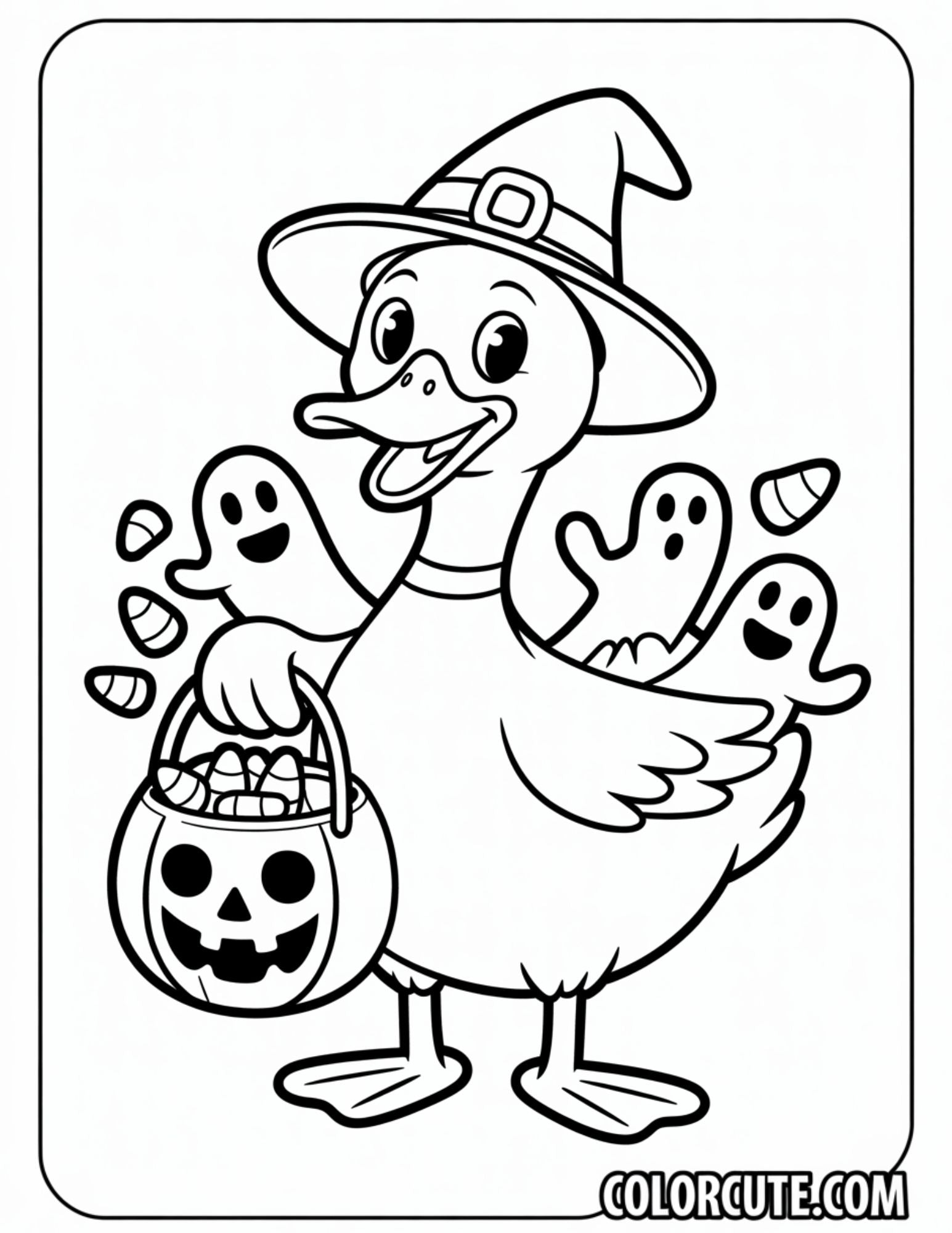 Halloween Duck Coloring Page | Free PDF Printables – Color Cute - Free ...
