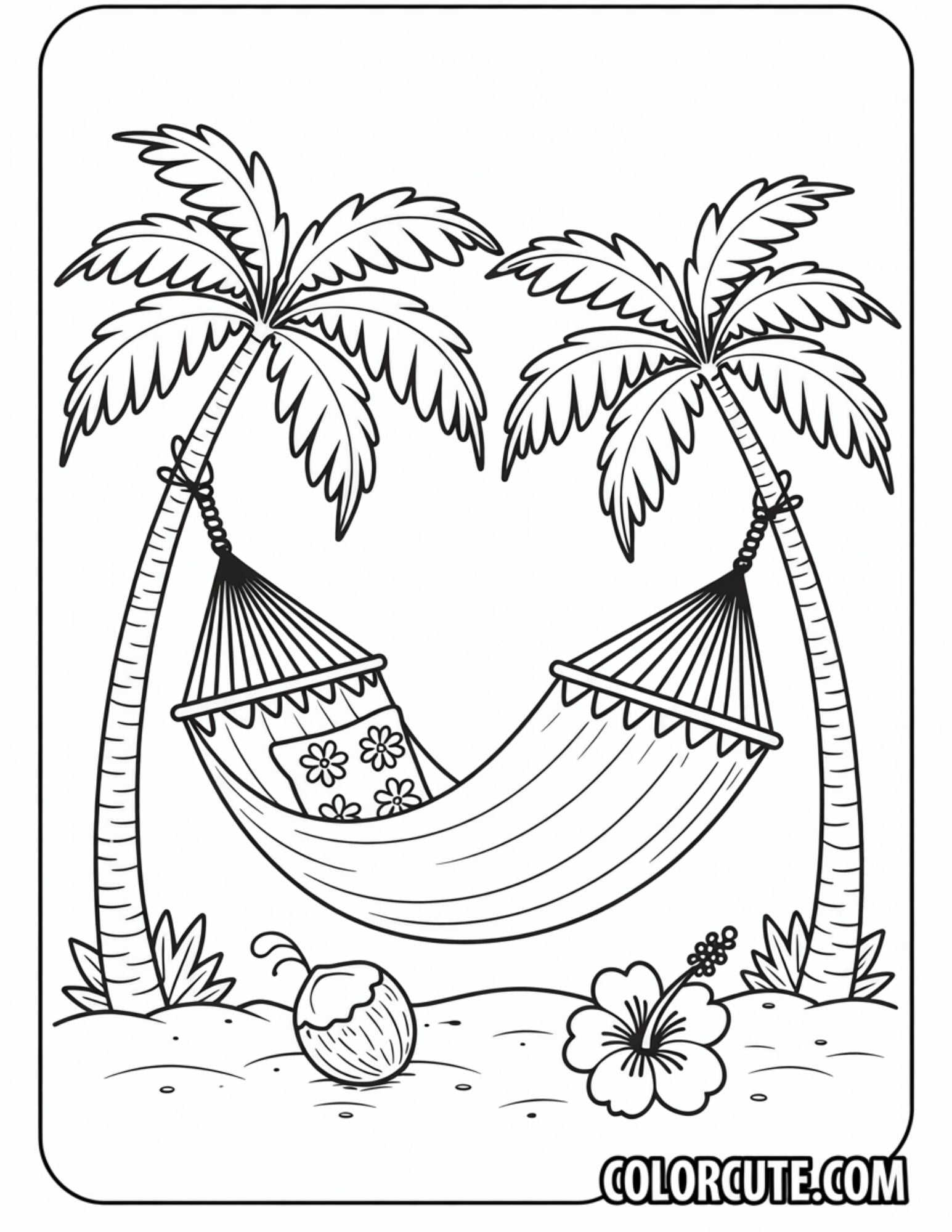 Hammock Summer Coloring Pages | Free PDF Printables – Color Cute - Free ...