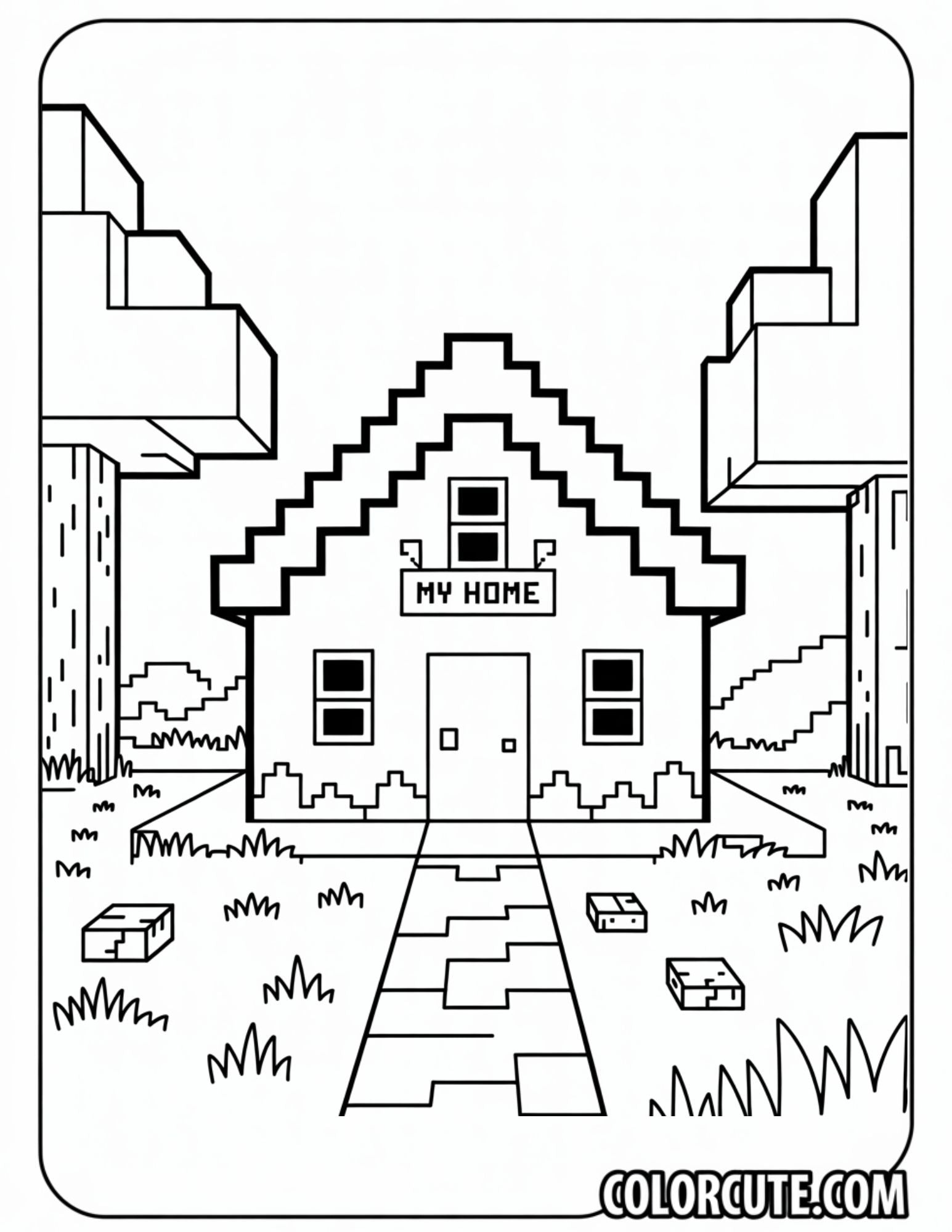 Minecraft House Coloring Pages | Free PDF Printables – Color Cute ...