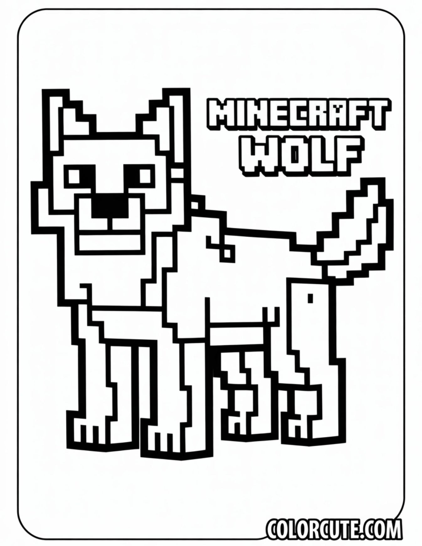 Minecraft Wolf Coloring Page | Free PDF Printables – Color Cute - Free ...