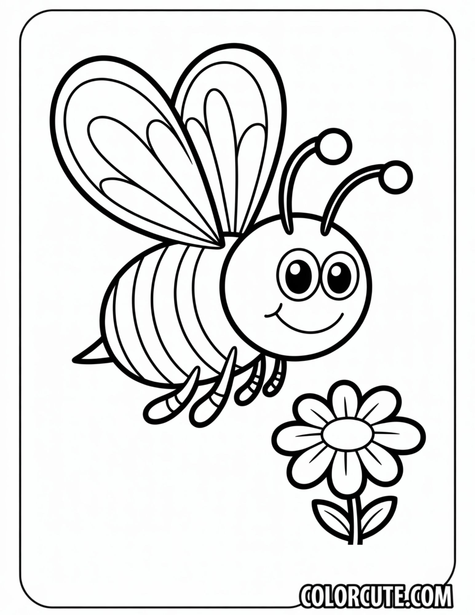 Print Bee Coloring Page – Free PDF Printables – Color Cute - Free ...