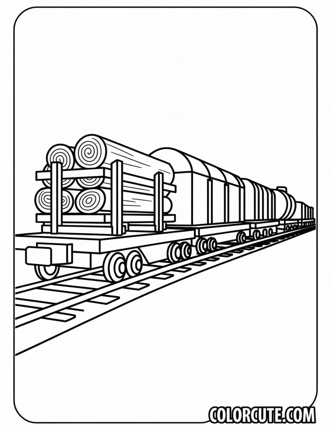 Railroad Train Coloring Page - Free PDF Printables – Color Cute - Free ...
