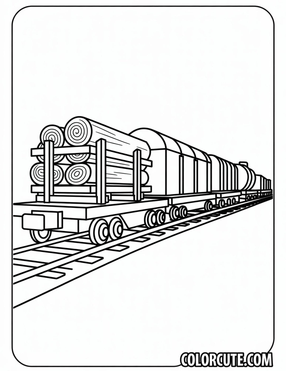 Railroad Train Coloring Page - Free PDF Printables – Color Cute - Free ...