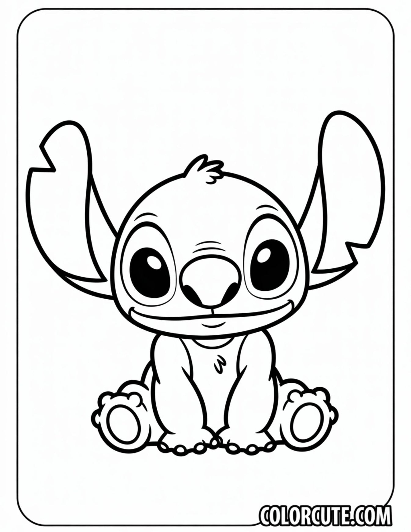 Stitch Smiling Coloring Pages | Free PDF Printables – Color Cute - Free ...