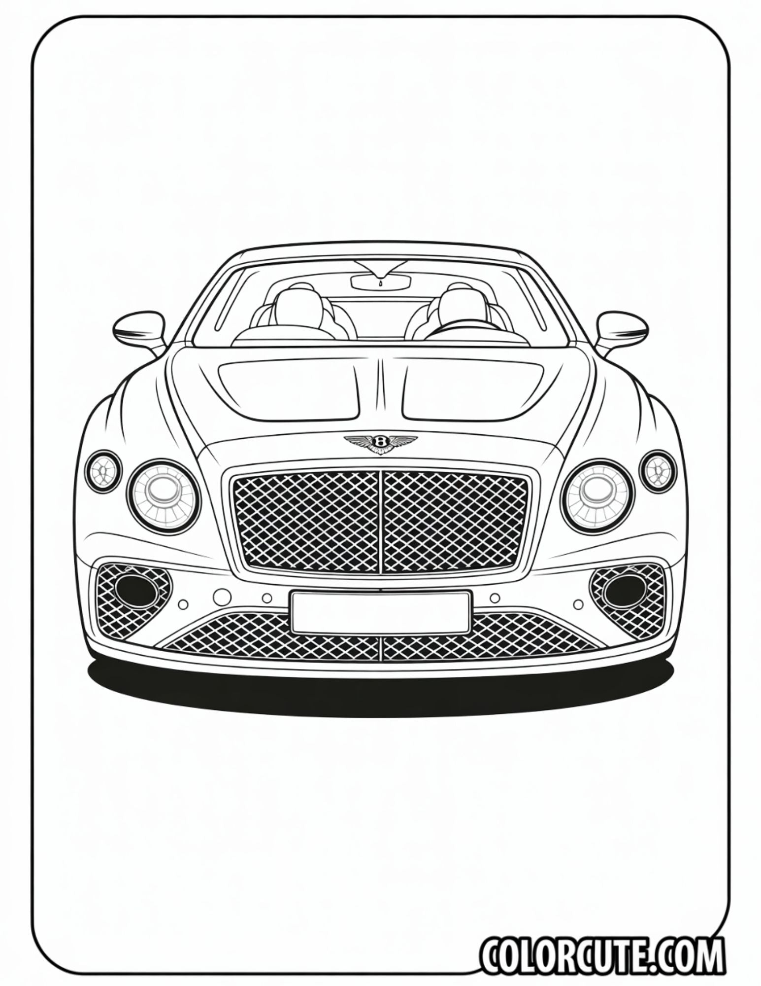 Bentley Car Coloring Page | Free PDF Printables – Color Cute - Free ...