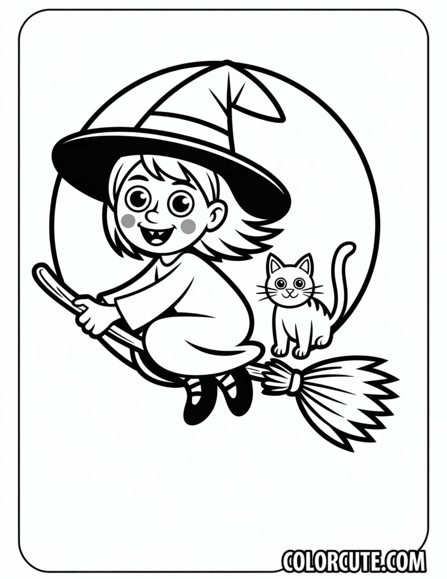 Flying Witch Coloring Page | Free PDF Printables – Color Cute - Free ...